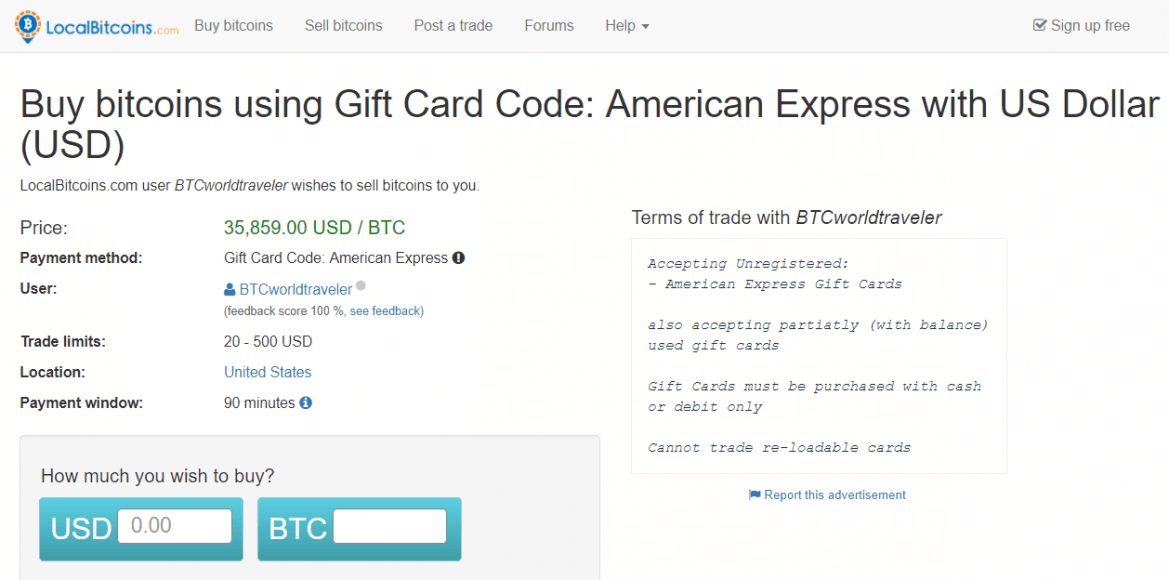 Buying Bitcoin with American Express Credit/Debit/Gift Card ...